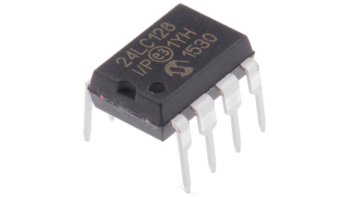 Microchip 24LC128-I/P, 128kbit Serial EEPROM Memory, 900ns 8-Pin PDIP Serial-I2C | RS