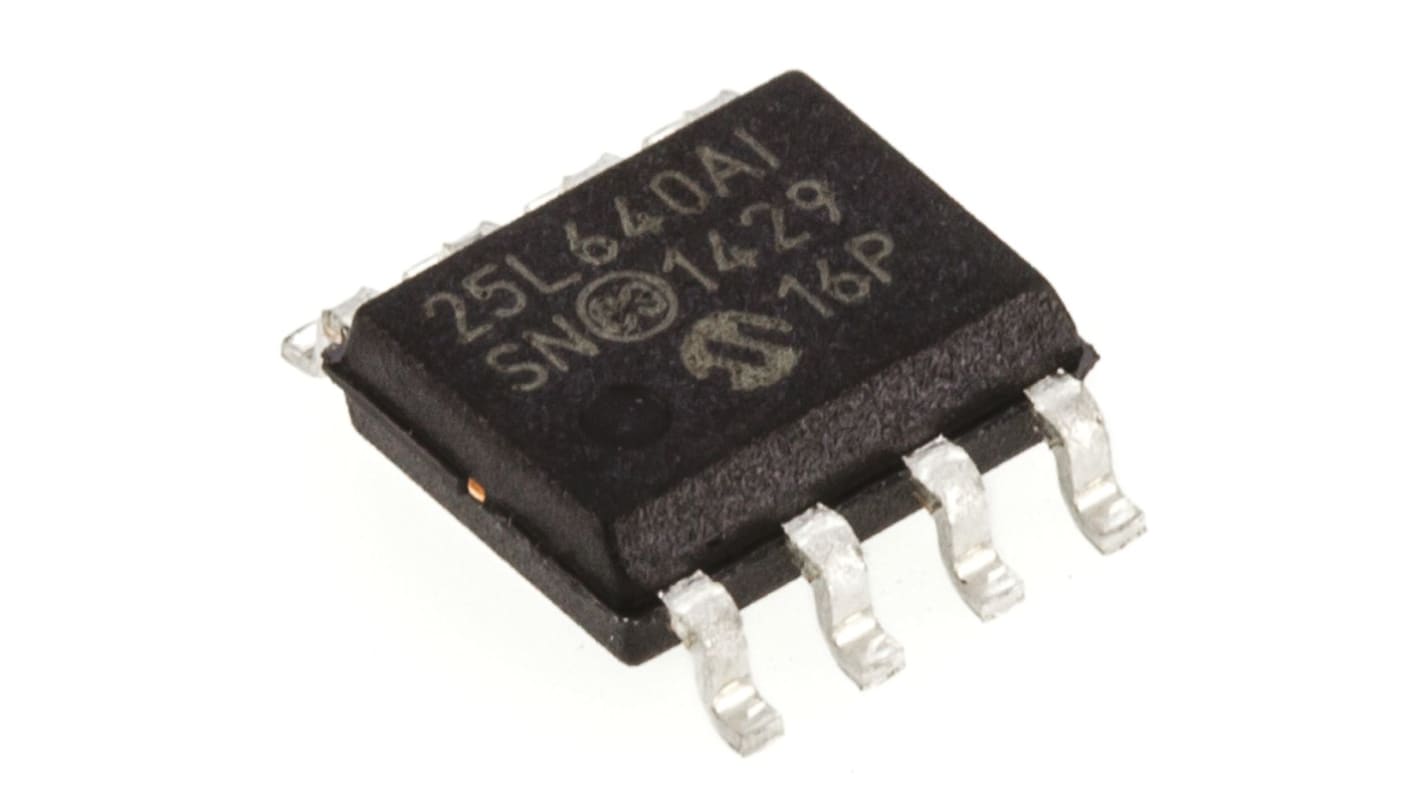 Microchip 25LC640A-I/SN, 64kbit Serial EEPROM Memory, 100ns 8-Pin SOIC Serial-SPI | RS