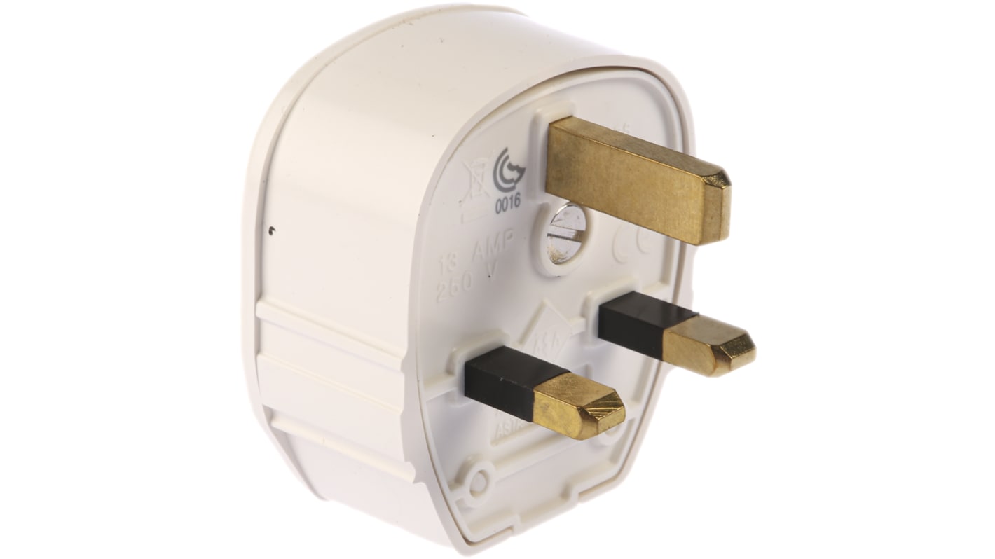 655 WHI | MK Electric UK Mains Plug, 13A, Cable Mount | RS