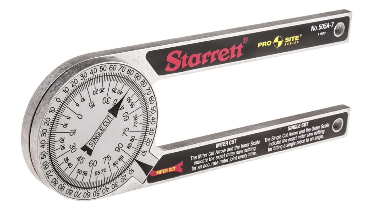 505A-7 | Starrett Metric Prosite Protractor, 7 in Aluminium Blade | RS