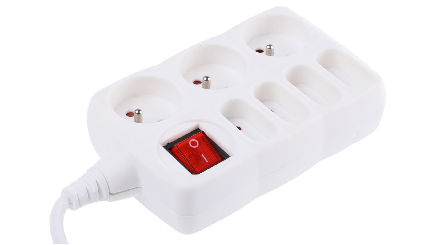 RS PRO 1.5m 7 Socket Type C - Europe, Type E - French Extension Lead ...