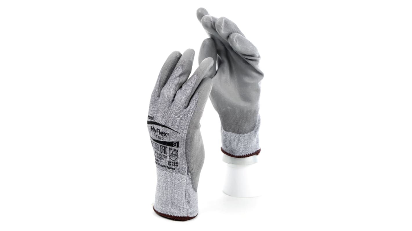 11-627/09 | Ansell Hyflex Grey Dyneema Cut Resistant Work Gloves, Size ...