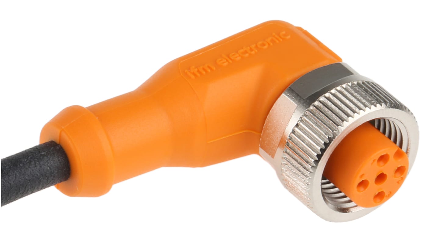 EVC006 | ifm electronic Right Angle Female 4 way M12 to Unterminated Sensor Actuator Cable, 10m | RS