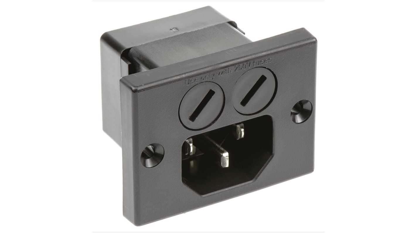 0040.5000.2 | Schurter C14 Panel Mount IEC Connector Male, 10A, 250 V | RS