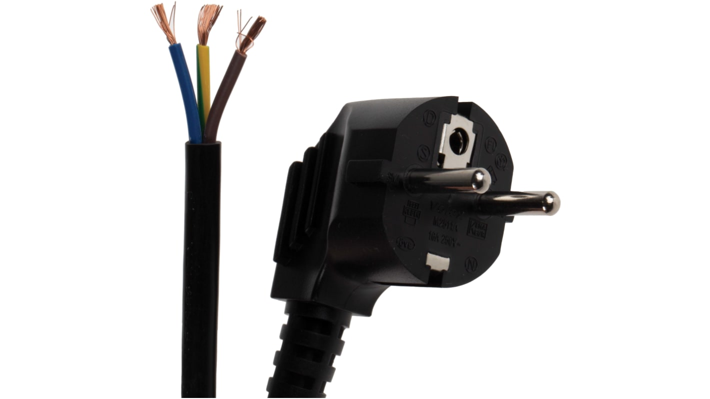 RS PRO Unterminated Type F German Plug Power Cord, 2m | RS