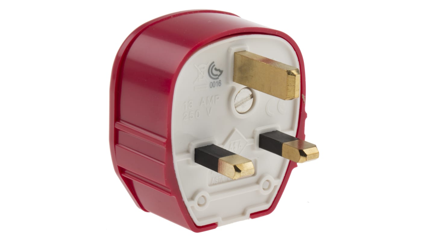 655 D8 RED | MK Electric UK Mains Plug, 13A, Cable Mount | RS