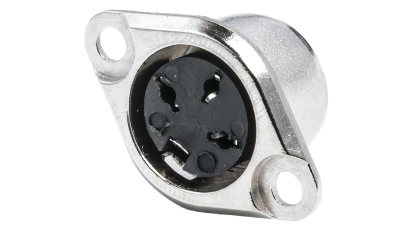 RS PRO 3 Pole Din Socket, 1A, 100 V ac, Push Lock, Female, Chassis ...