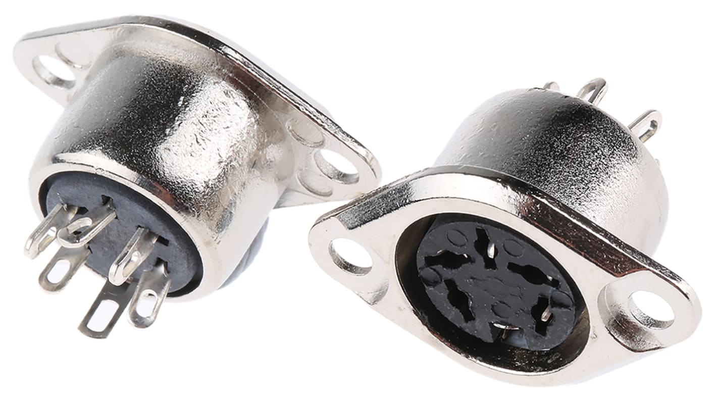 RS PRO 5 Pole Din Socket, 1A, 100 V ac, Push Lock, Female, Chassis ...