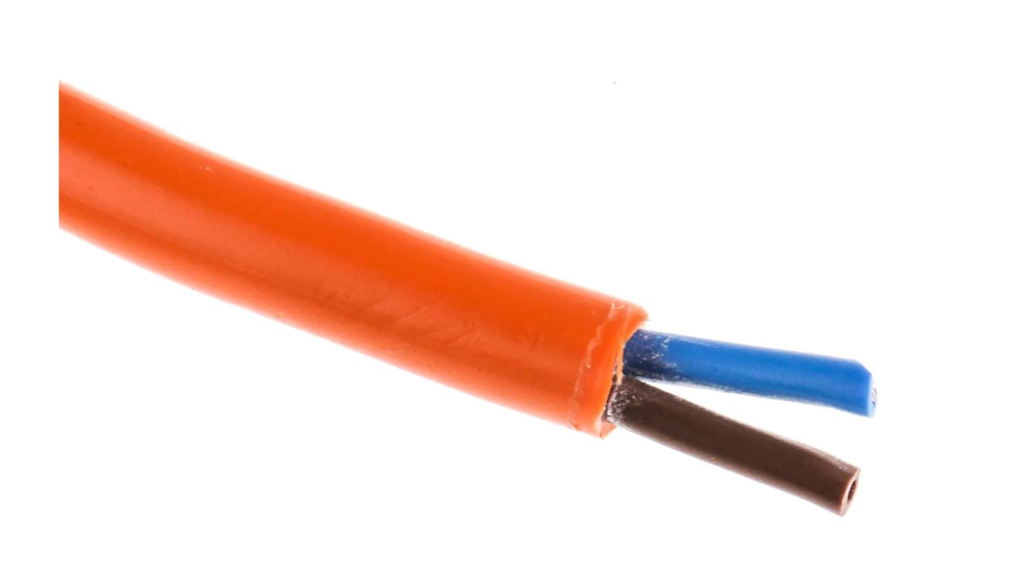RS PRO 2 Core Power Cable, 0.75 mm², 100m, Orange PVC Sheath, 3182Y, 6 ...