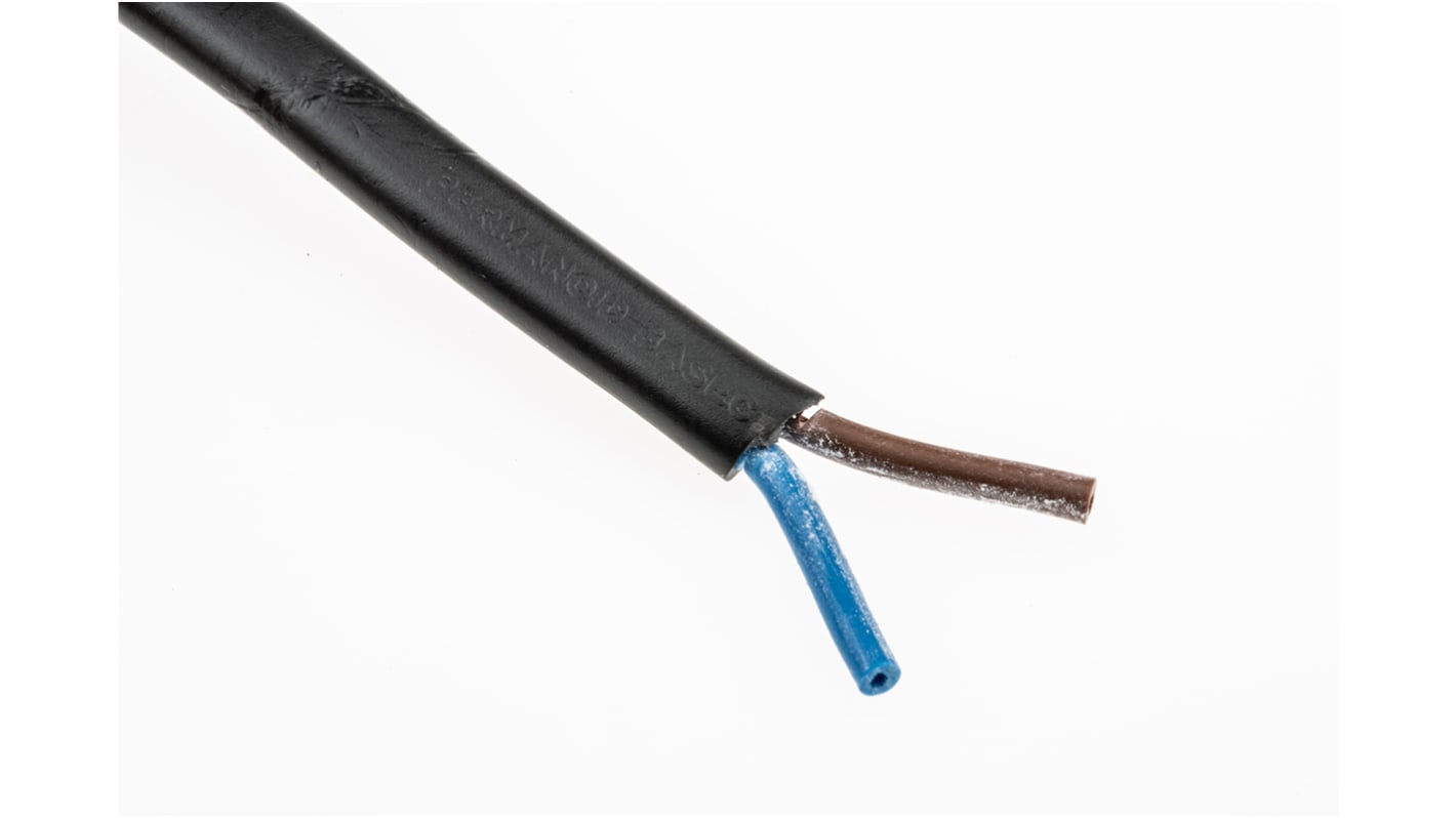 RS PRO 2 Core Power Cable, 0.5 mm², 100m, Black PVC Sheath, 2192Y, 3 A ...
