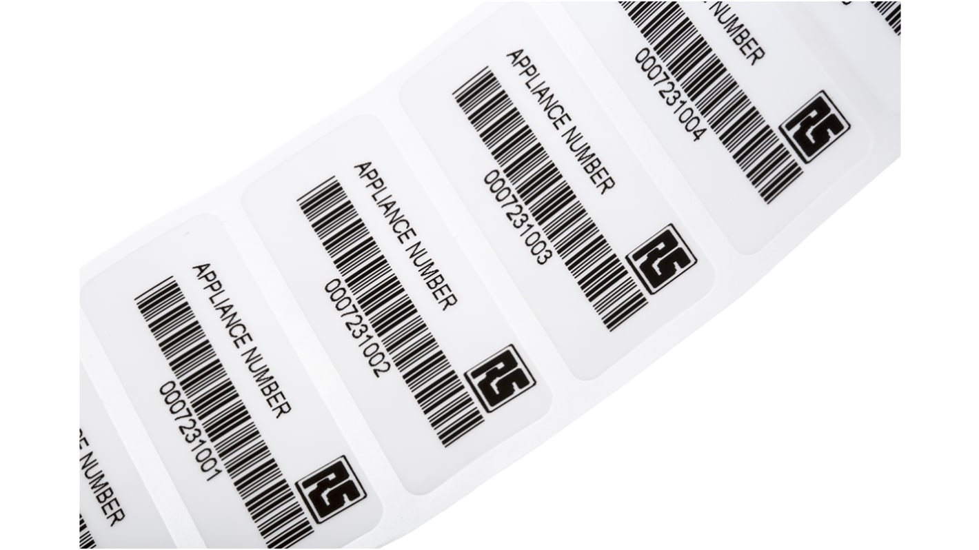 RS PRO White Black Print Label Roll, 58mm Width, 22mm Height | RS