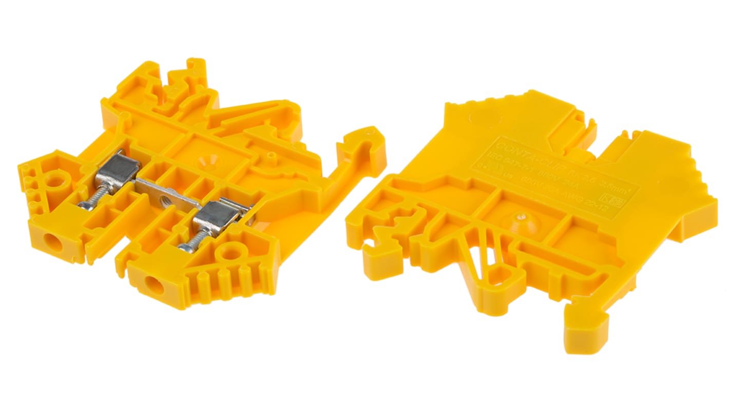 RS PRO Yellow DIN Rail Terminal Block, 0.2 → 2.5mm², Single-Level | RS