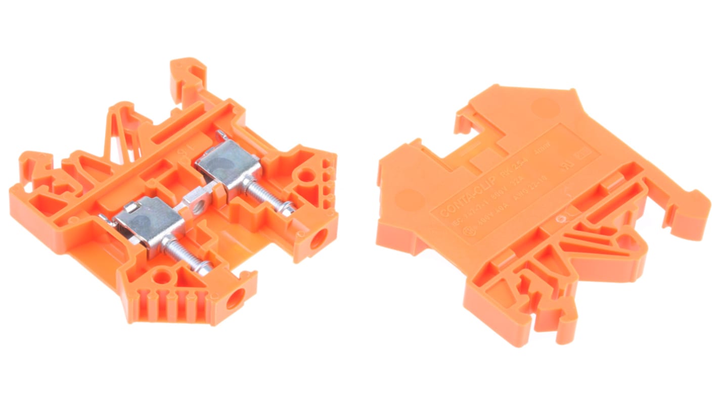 RS PRO Orange DIN Rail Terminal Block, 0.2 → 4mm², Single-Level | RS