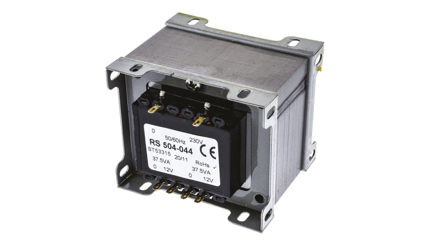RS PRO 75VA 2 Output Chassis Mounting Transformer, 12V ac, IEC 61558-2 ...