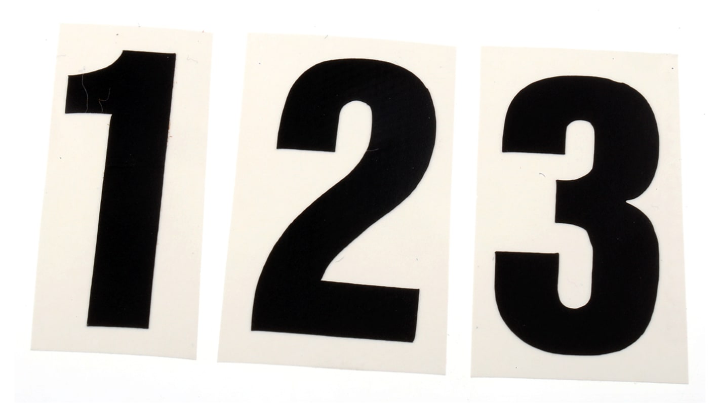 RS PRO Black Self Adhesive Numbers & Symbols, 30mm Character Height | RS