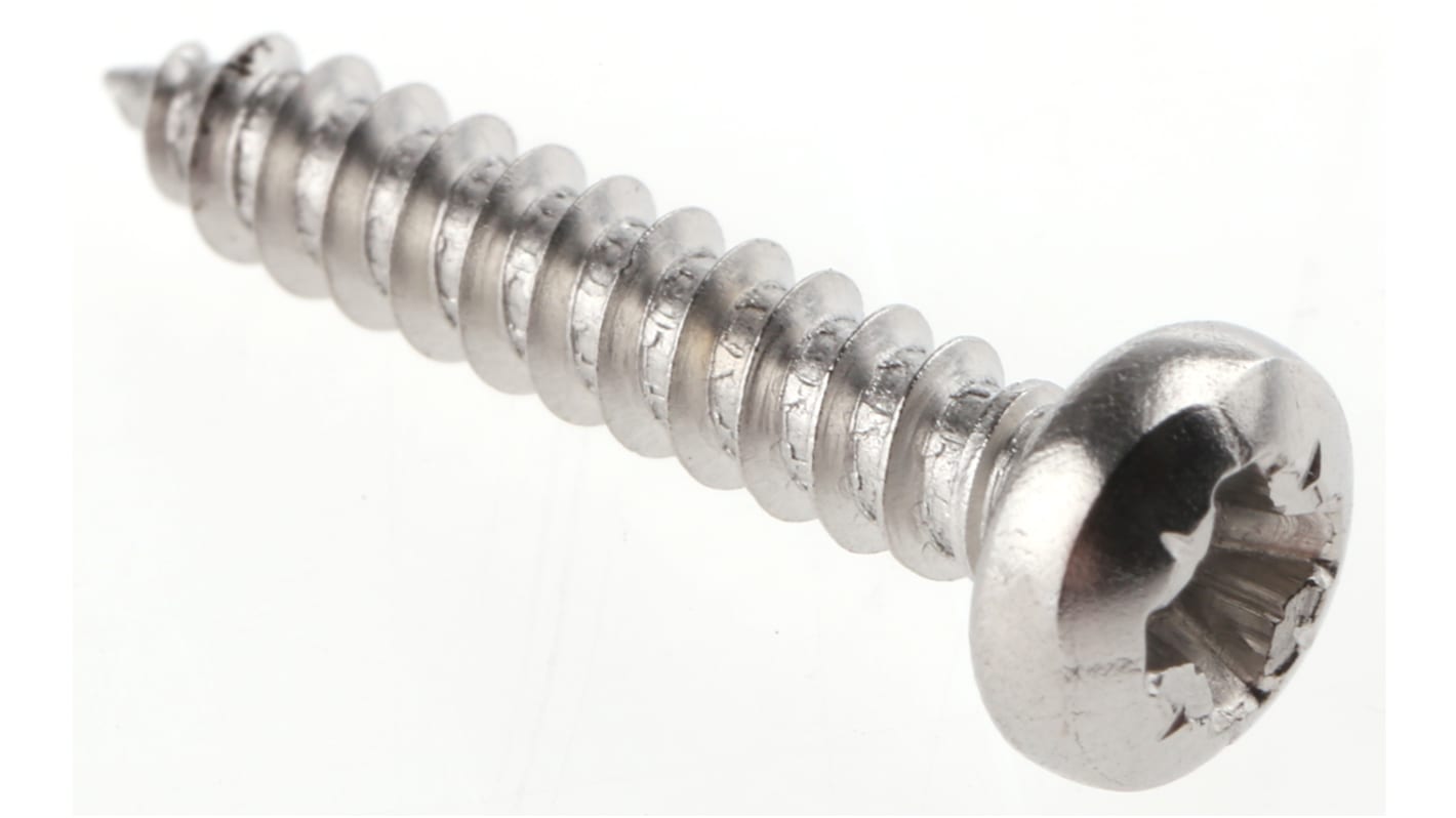 RS PRO Plain Stainless Steel Pan Head Self Tapping Screw, N°6 x 3/4in ...