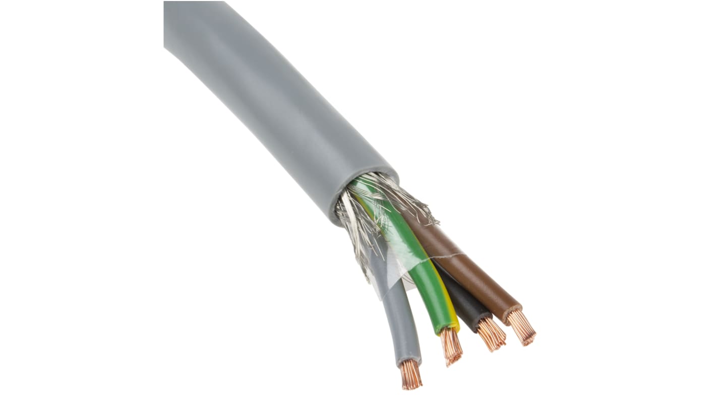 RS PRO Control Cable, 4 Cores, 2.5 mm², Screened, 50m, Grey PVC Sheath ...