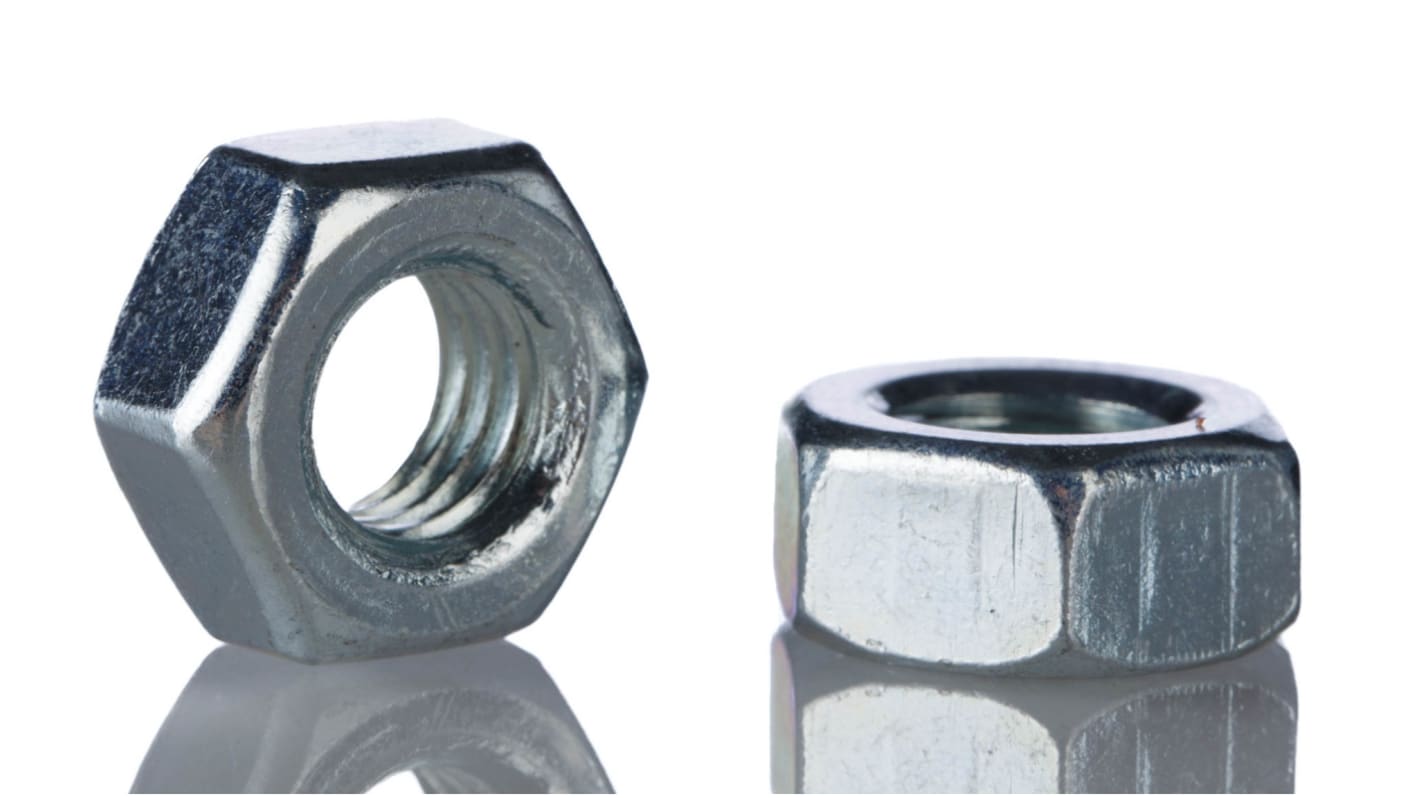 RS PRO, Bright Zinc Plated Steel Hex Nut, DIN 934, M5 | RS