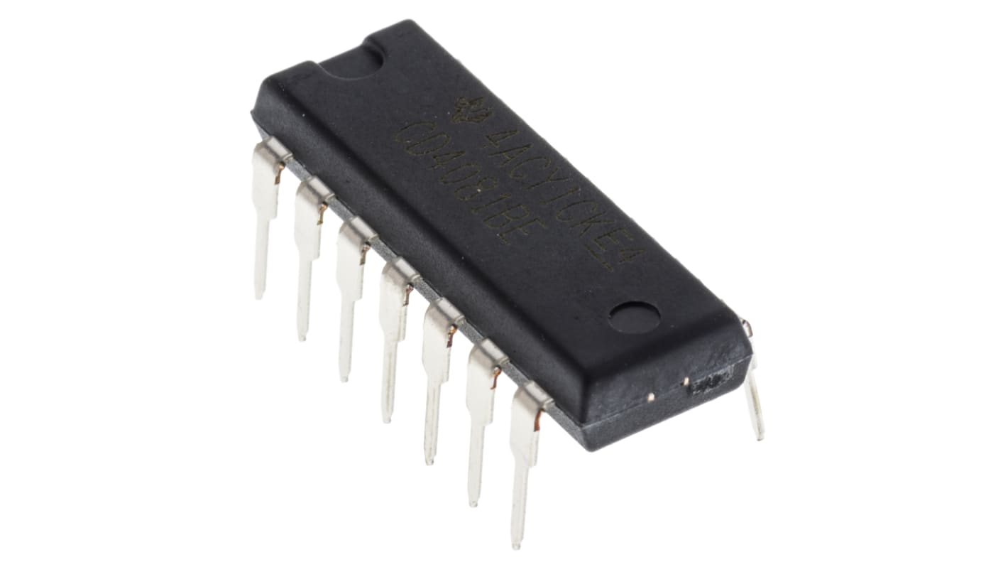 Texas Instruments CD4081BE, Quad 2-Input AND Logic Gate, 14-Pin PDIP | RS