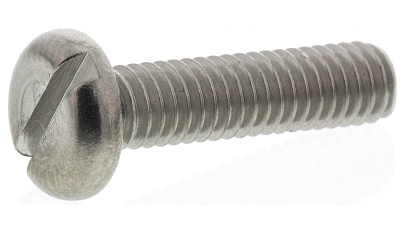 RS PRO Slot Pan A2 304 Stainless Steel Machine Screws DIN 85, M4x16mm | RS