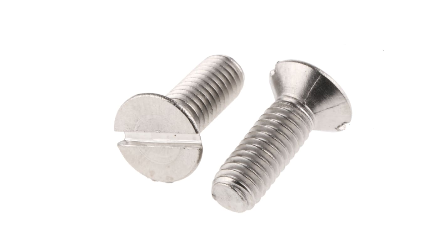 RS PRO Slot Countersunk A2 304 Stainless Steel Machine Screws DIN 963 ...