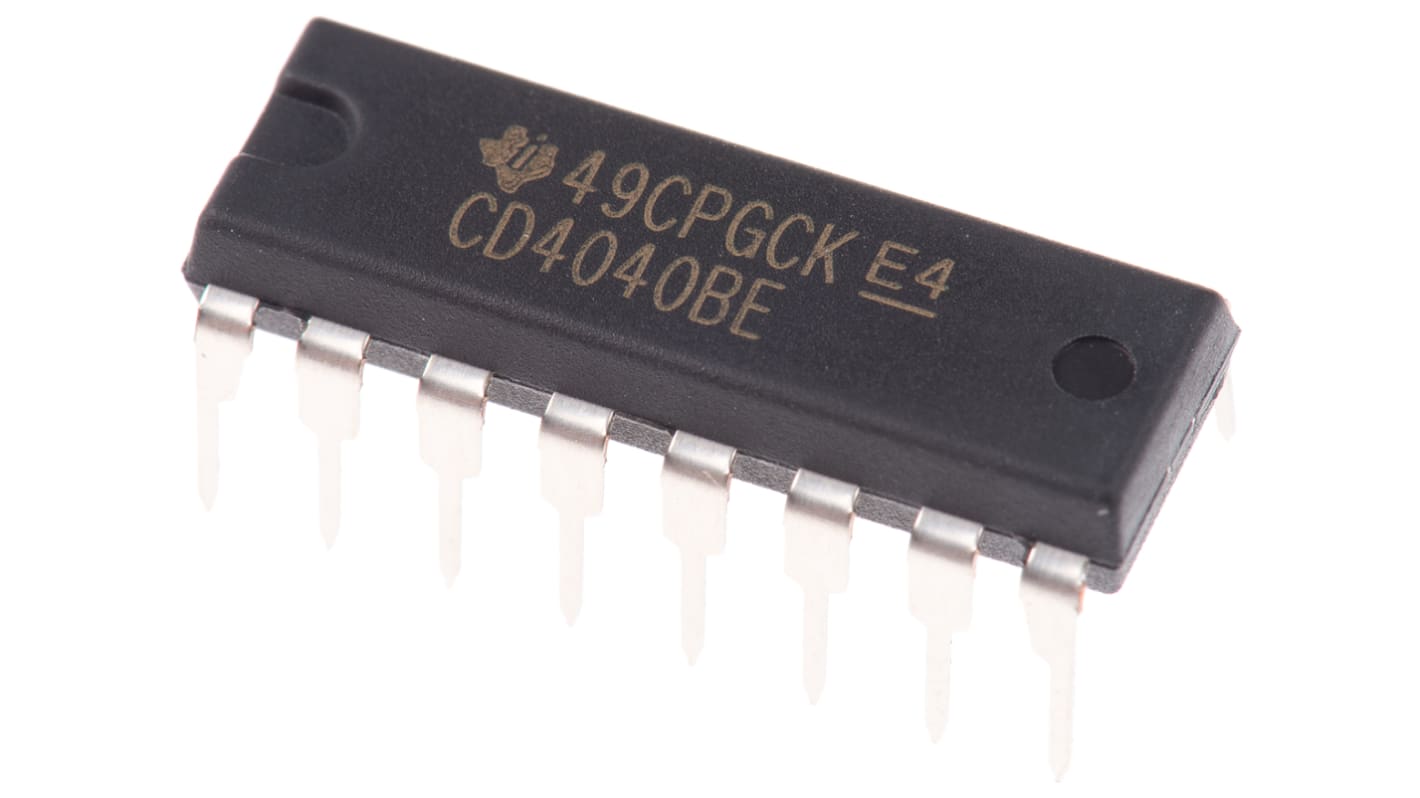CD4040BE | Compteur Binaire, Unidirectionnel 12 bit PDIP 16 broches | RS