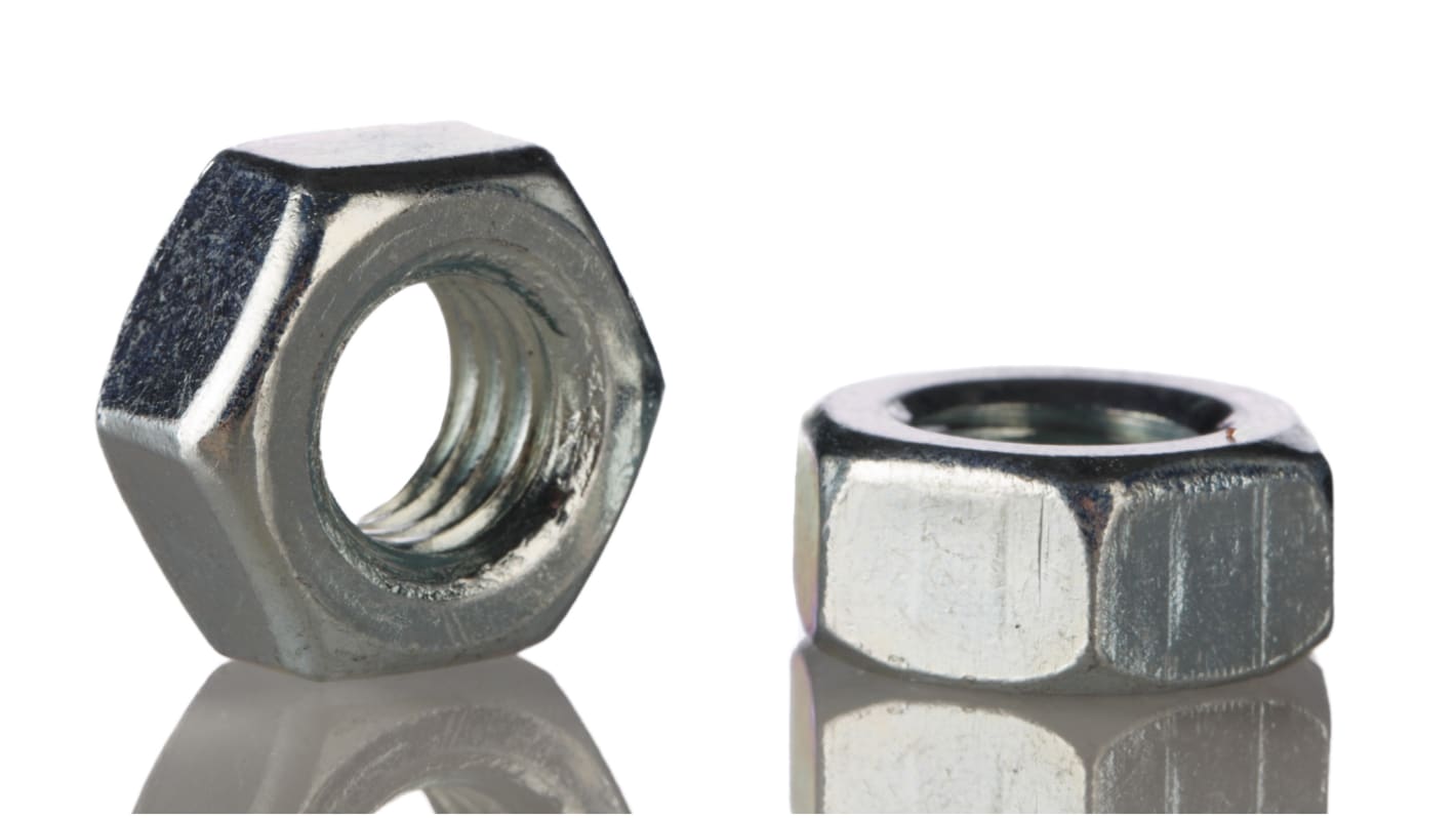 RS PRO, Bright Zinc Plated Steel Hex Nut, DIN 934, M8 | RS