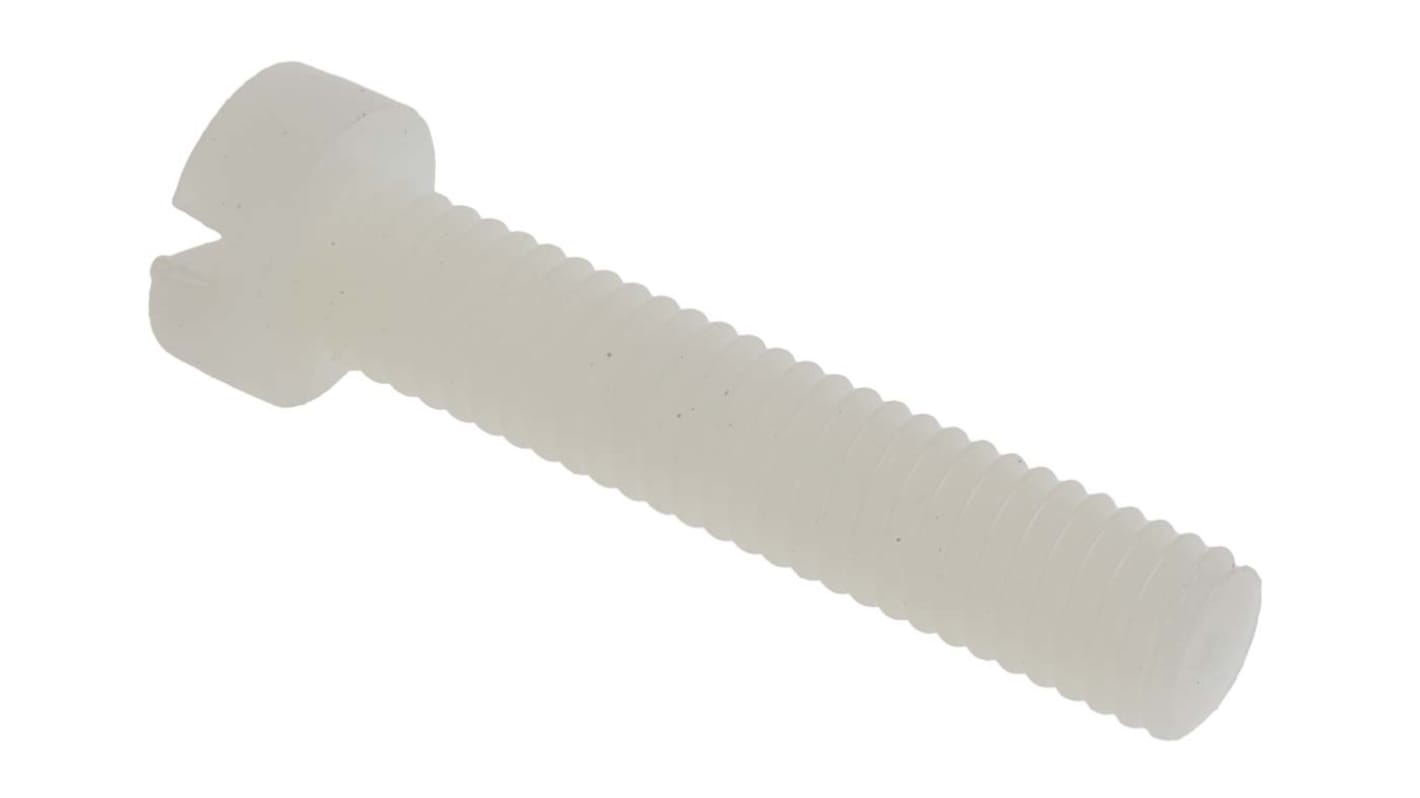 RS PRO Slot Cheese Head Nylon Machine Screws, M6x30mm | RS
