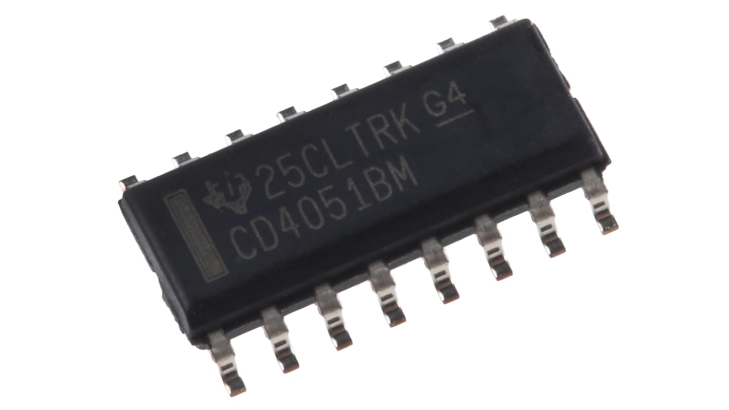 CD4051BM96 Texas Instruments, Multiplexer/Demultiplexer Single 8:1, 12 V, 15 V, 18 V, 5 V, 9 V ...