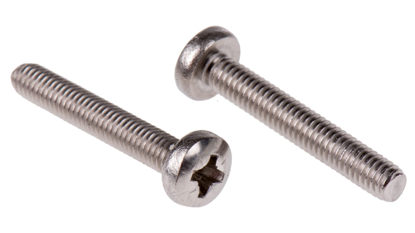 RS PRO Pozidriv Pan A2 304 Stainless Steel Machine Screws DIN 7985, M4x25mm | RS