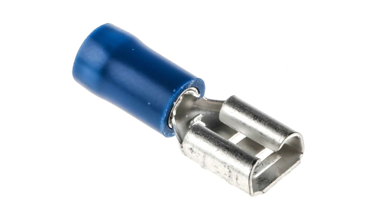 RS PRO Blue Insulated Female Spade Connector, Receptacle, 6.3 x 0.8mm ...