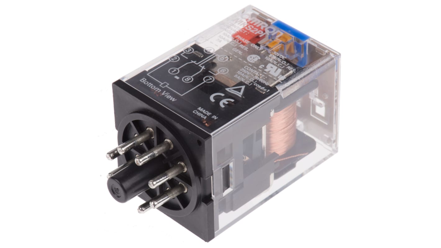 MKS2PI DC12 | Omron Plug In Power Relay, 12V dc Coil, 10A Switching ...