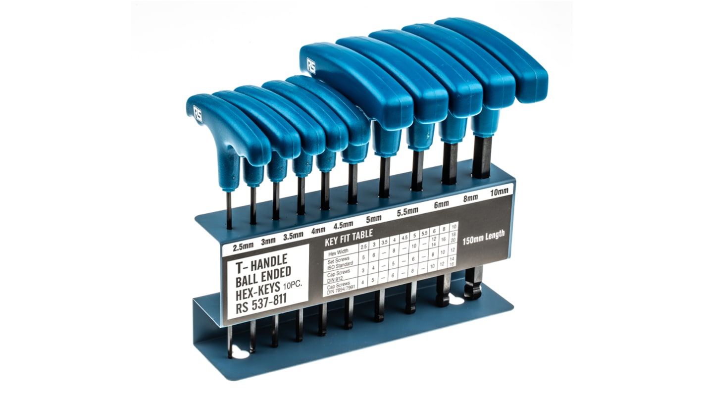 RS PRO 10 piece T Shape Metric Hex Key Set, 2.5 → 10mm | RS