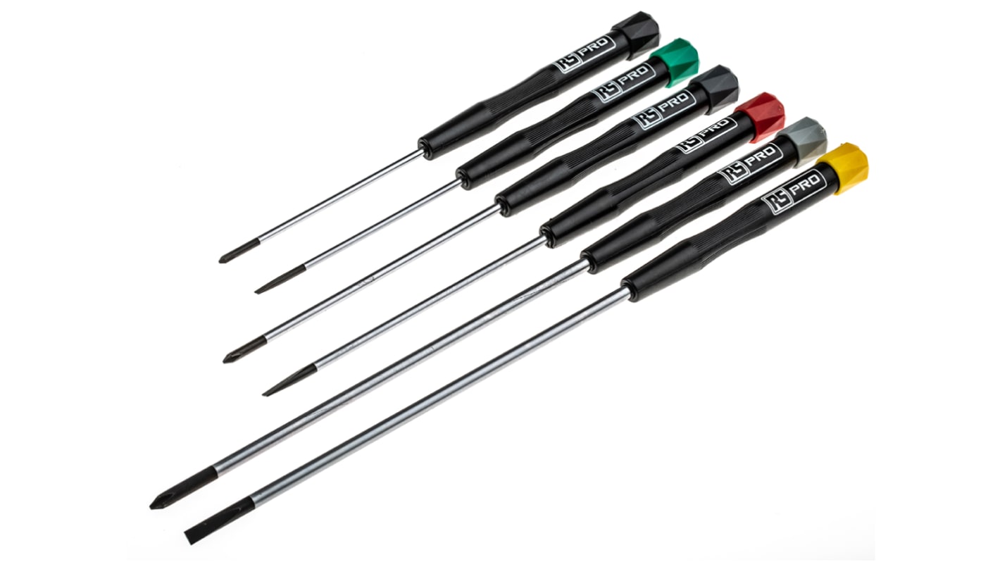 RS PRO Pozidriv; Slotted Precision Screwdriver Set, 6-Piece | RS