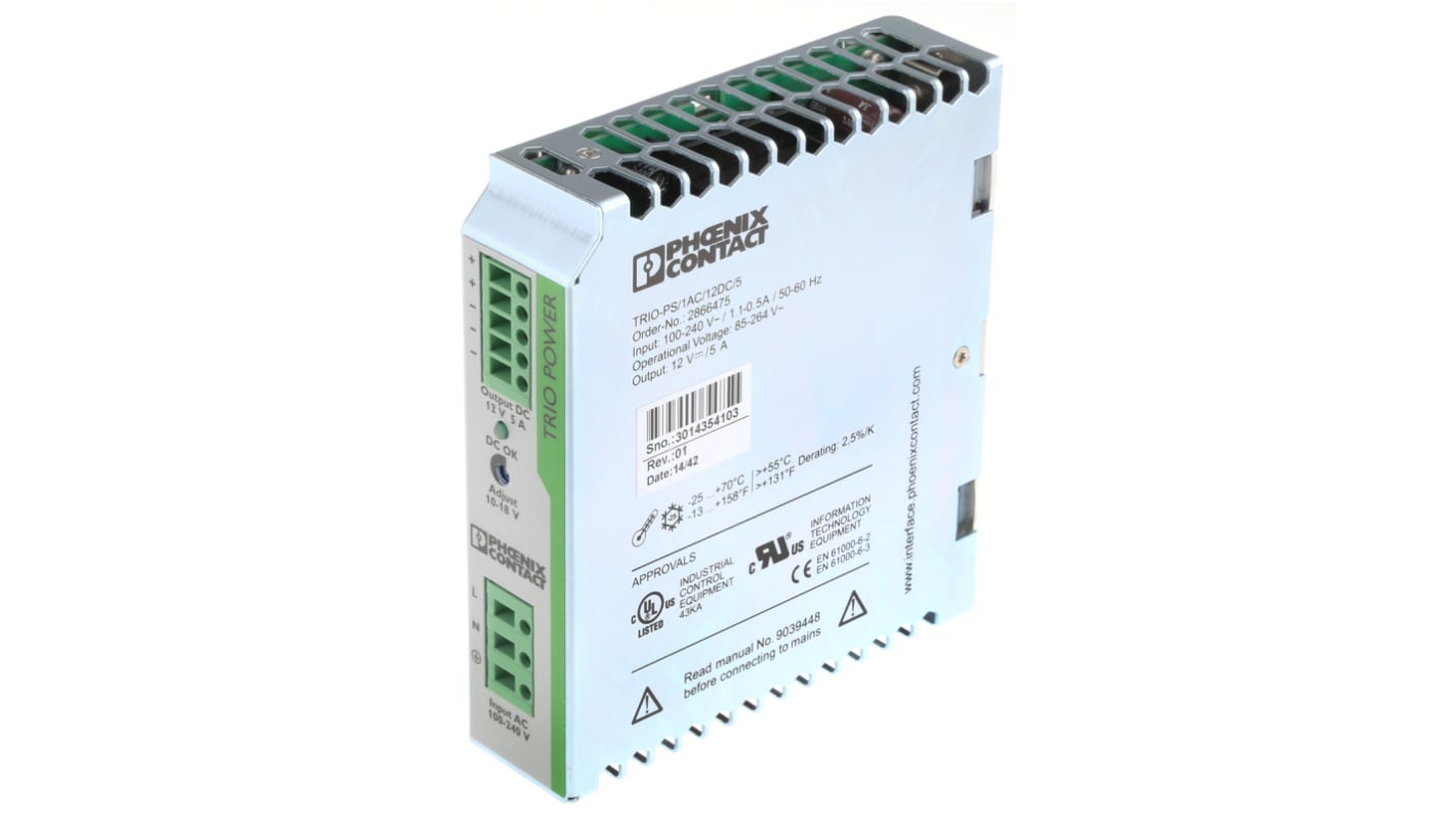 2866475 | Phoenix Contact TRIO POWER Switched Mode DIN Rail Power ...