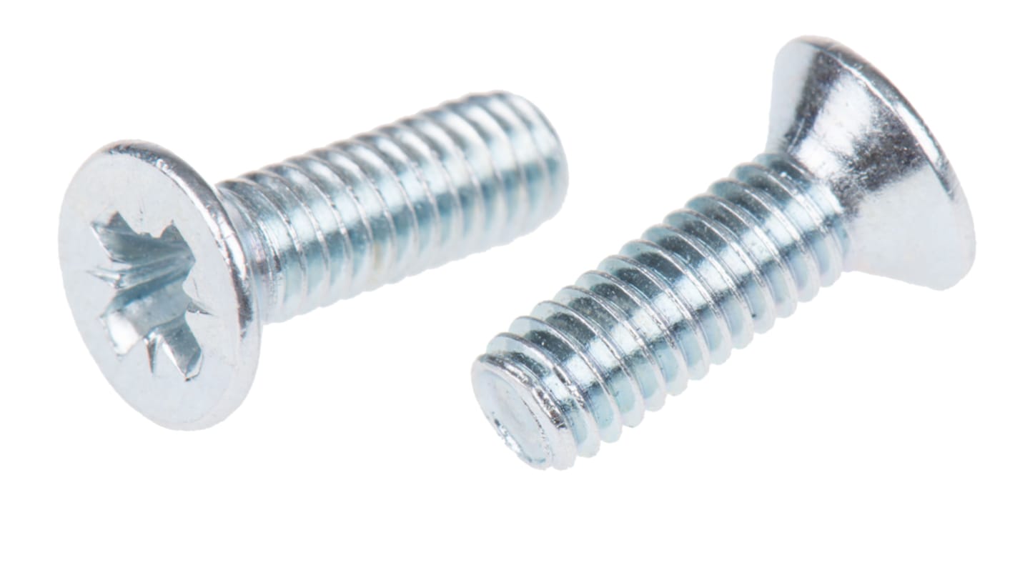 RS PRO Pozidriv Countersunk Steel Machine Screws DIN 965Z, M4x12mm | RS