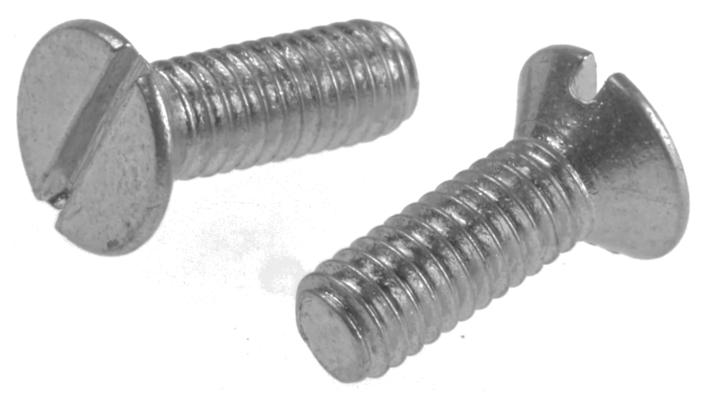 RS PRO Slot Countersunk Steel Machine Screws DIN 963, M4x12mm | RS