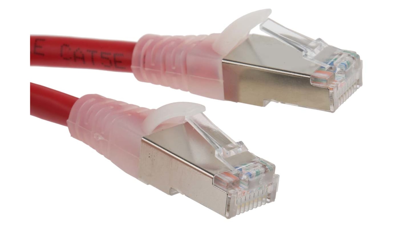 RS PRO Cat5e Male RJ45 to Male RJ45 Ethernet Cable, F/UTP, Red PVC ...