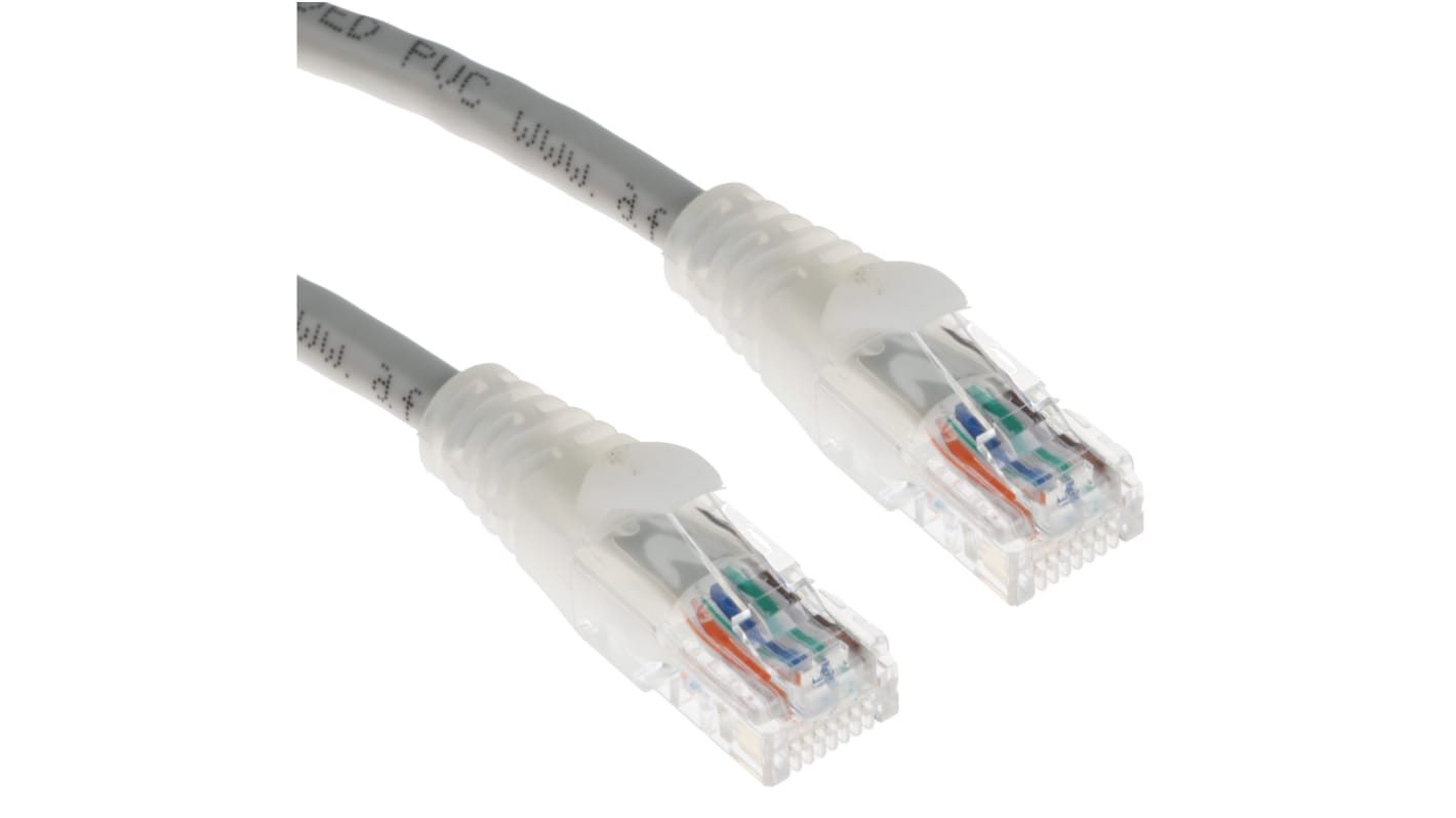 RS PRO Cat5e Male RJ45 to Male RJ45 Ethernet Cable, U/UTP, Grey PVC ...
