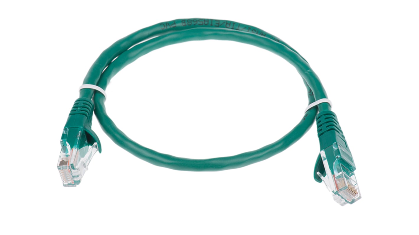 RS PRO Cat5e Male RJ45 to Male RJ45 Ethernet Cable, U/UTP, Green PVC ...