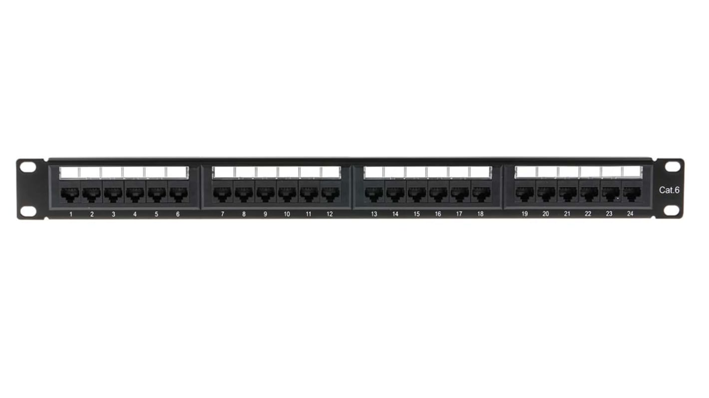 RS PRO Cat6 24 Port RJ45 RJ Patch Panel UTP 1U Black | RS
