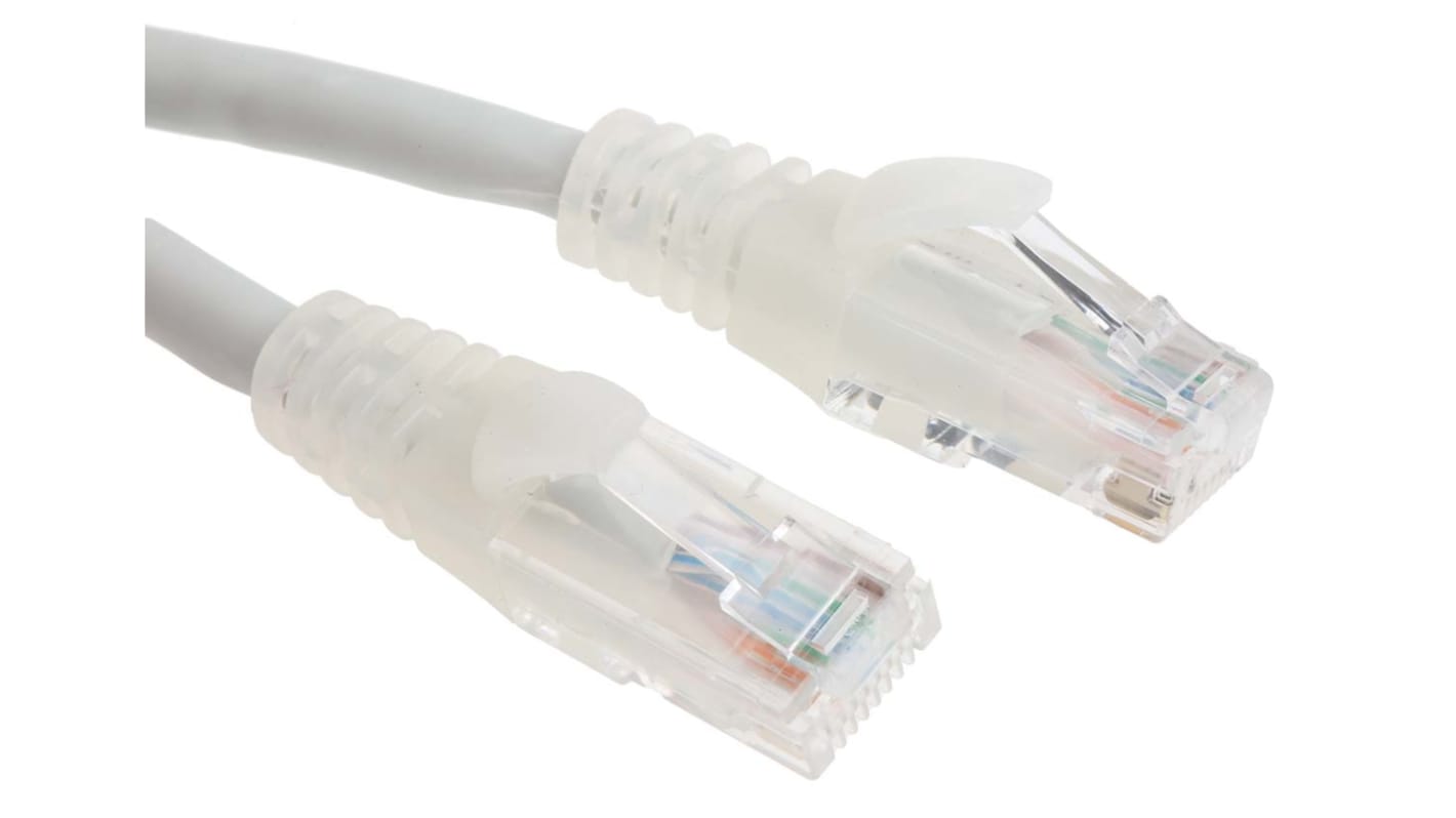 RS PRO Cat6 Male RJ45 to Male RJ45 Ethernet Cable, U/UTP, Grey LSZH ...
