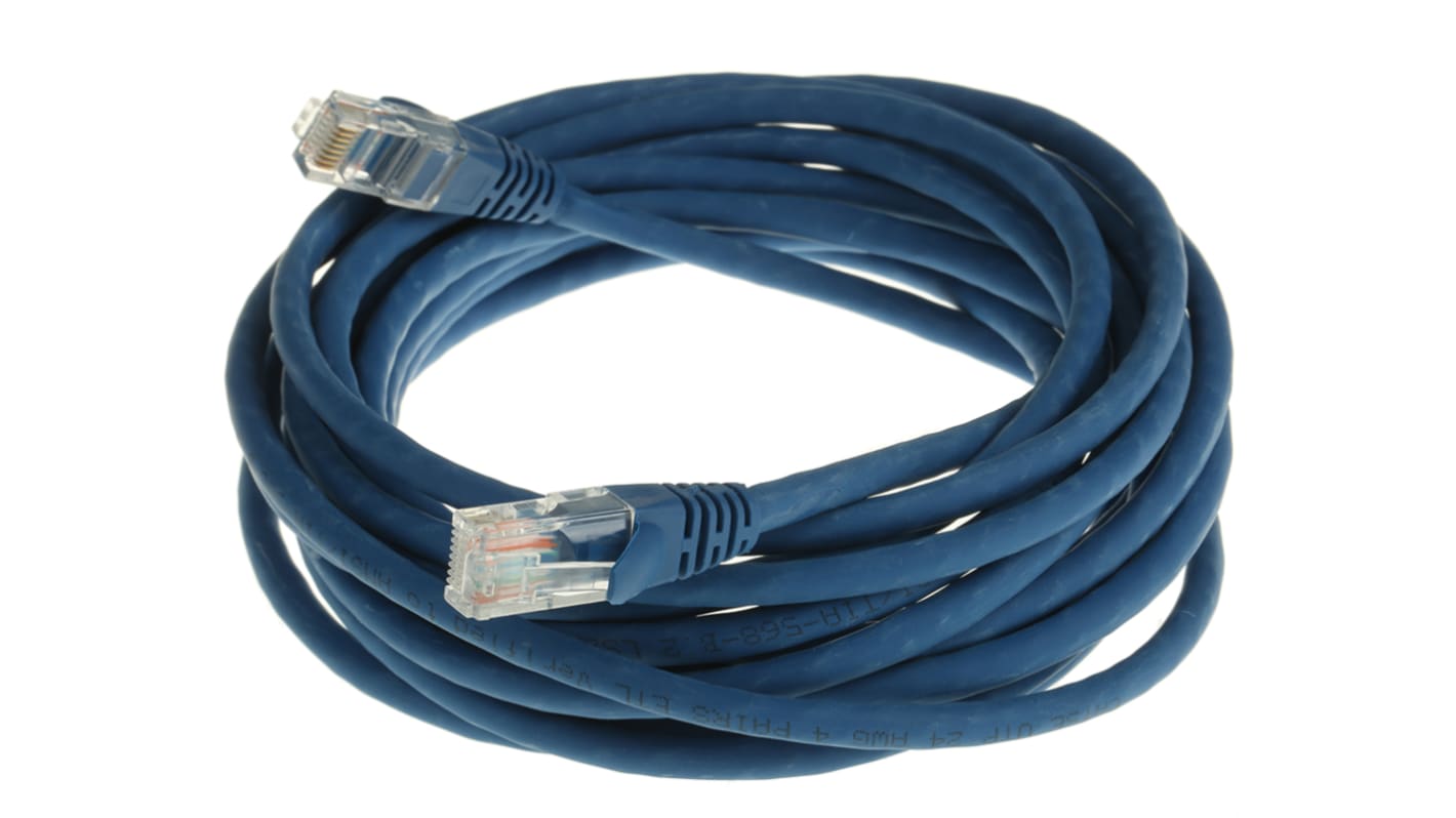 RS PRO Cat5e Male RJ45 to Male RJ45 Ethernet Cable, U/UTP, Blue LSZH ...
