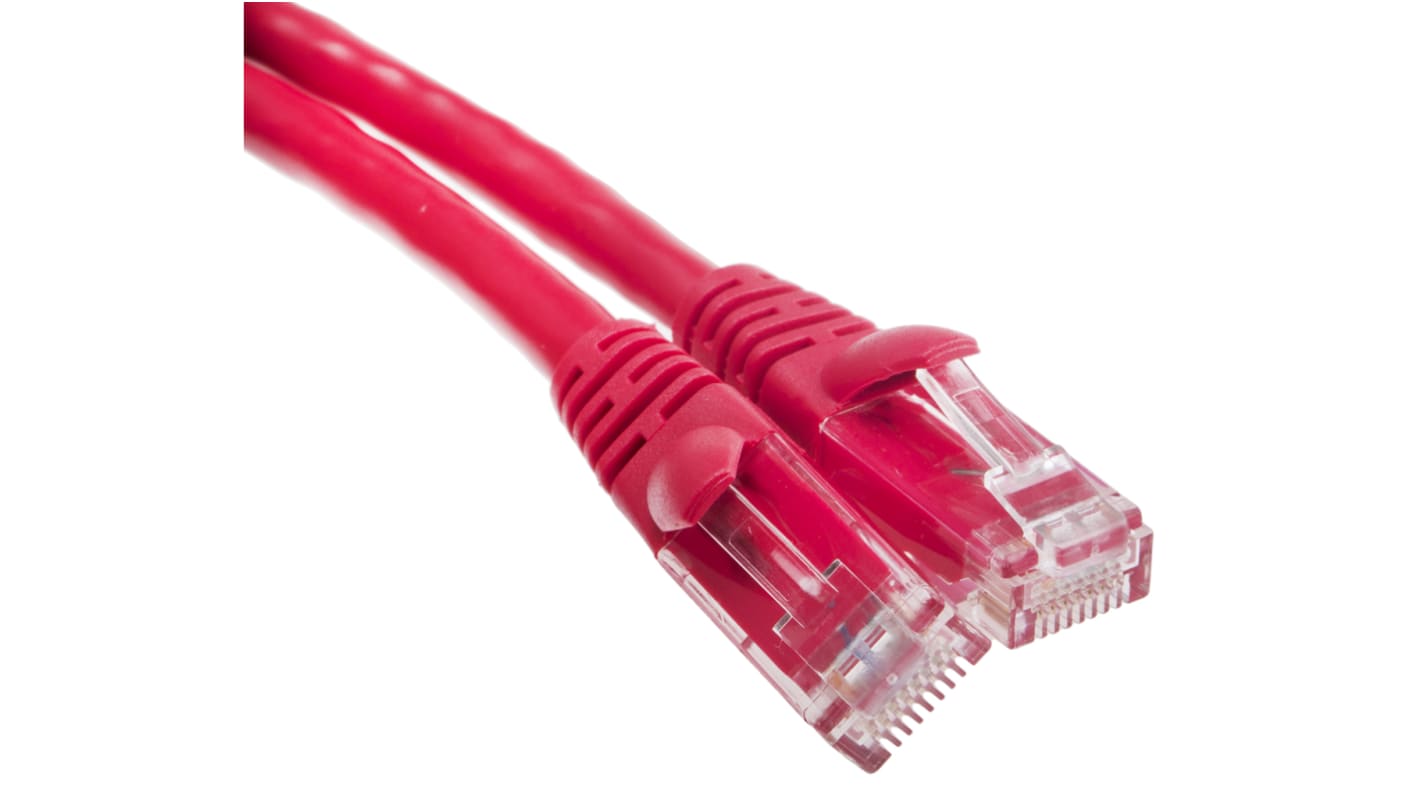 RS PRO Cat6 Male RJ45 to Male RJ45 Ethernet Cable, U/UTP, Red PVC ...