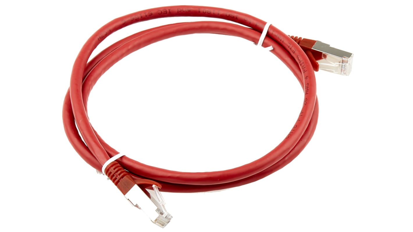 RS PRO Cat6 Male RJ45 to Male RJ45 Ethernet Cable, F/UTP, Red LSZH ...