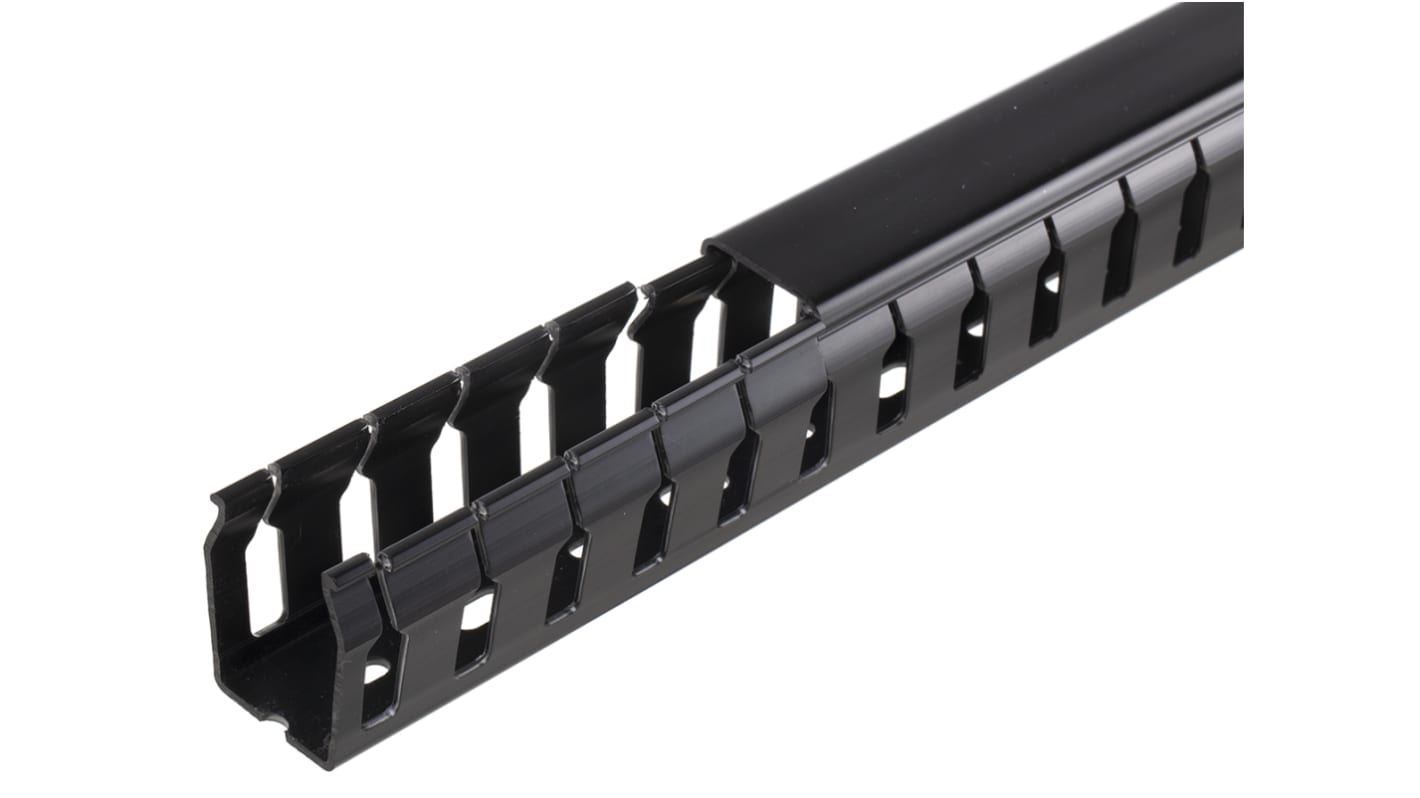 08860000 | Betaduct Black Slotted Panel Trunking - Open Slot, W25 mm x ...