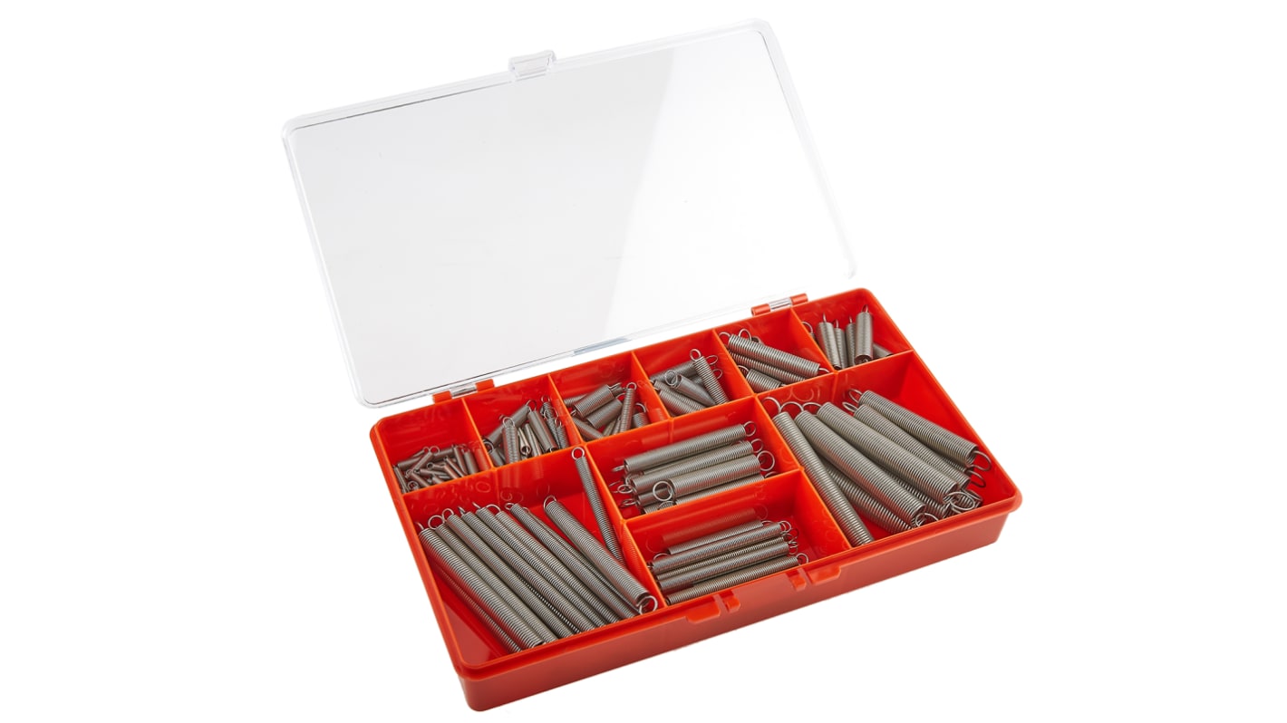 RS PRO Stainless Steel Extension Spring Kit, 128 Springs | RS