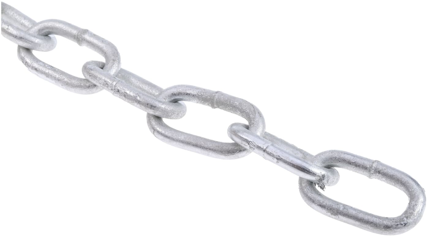 RS PRO Galvanised Steel Chain, 10m Length, 200 kg Lifting Load | RS