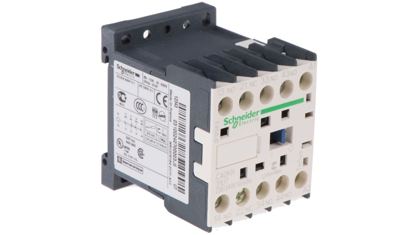 CA2KN31U7 | Schneider Electric TeSys K CA2KN Contactor, 10 A, 3NO + 1NC ...