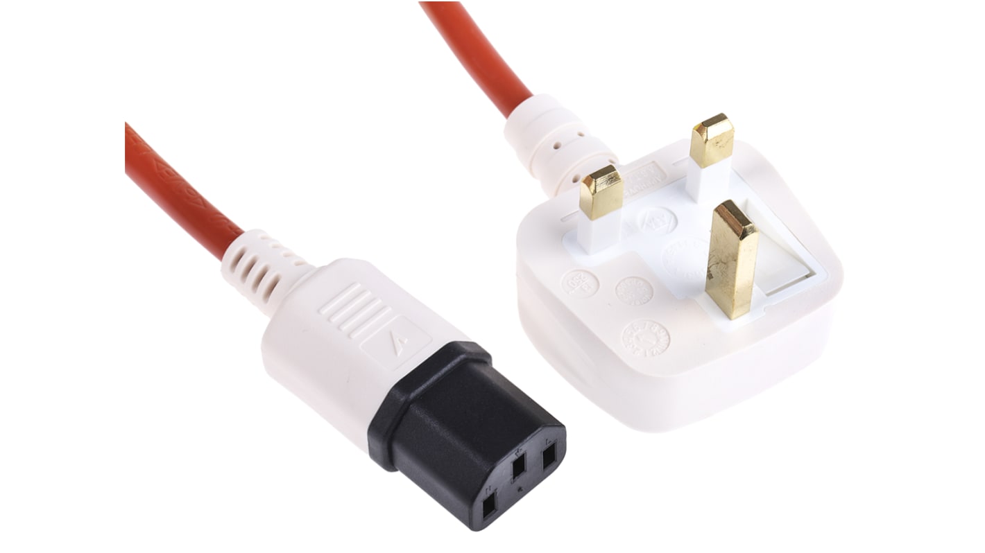 RS PRO IEC C13 Socket to Type G UK Plug Power Cord, 3m | RS
